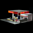 1:64 Scale Japanese Gas Station Building Scene Model with LED Lighting ...