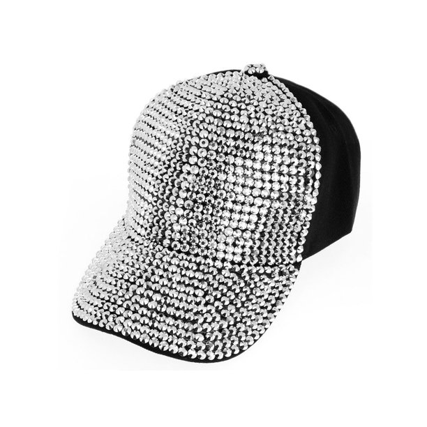 Top Headwear Two Tone Shiny Stone Denim Baseball Cap - Black/Silver ...