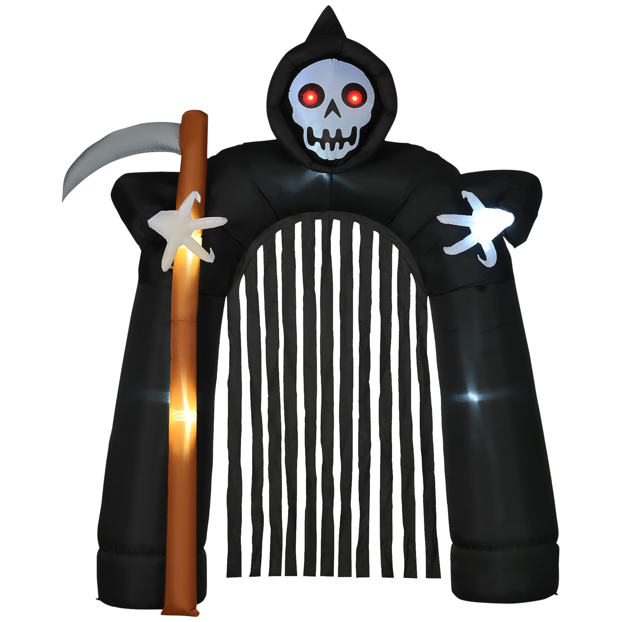 HOMCOM 112.25" Halloween Grim Reaper Arch Inflatable Decor - Walmart.com
