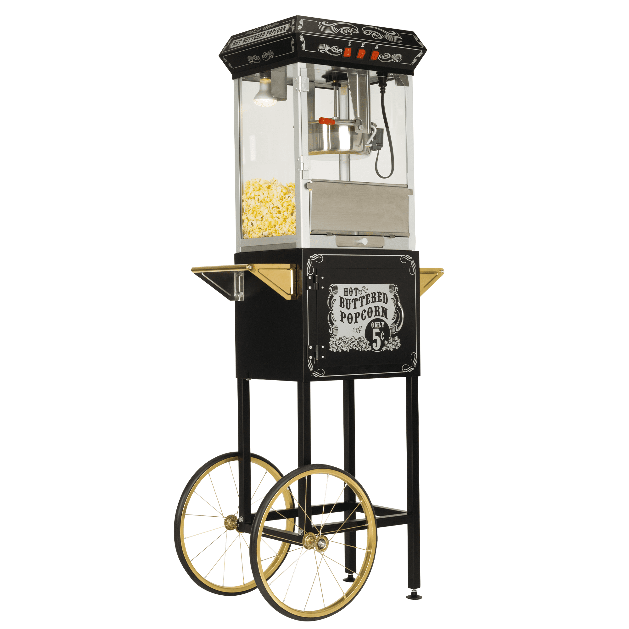 FunTime Sideshow 8oz Popcorn Machine with Cart, Black/Gold - Walmart.com