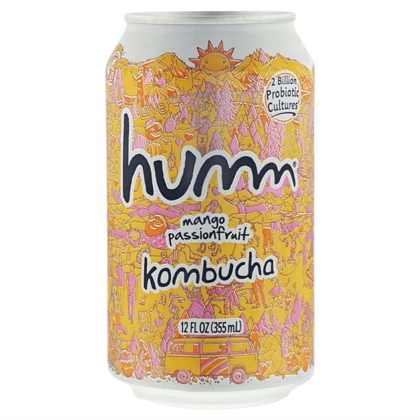 Humm Kombucha Tea, Mango Passionfruit, Probiotic, Organic, 12oz Can ...