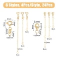 24Pcs 6 Style Brass Cable Chain Extender End Chains with Spring Ring ...