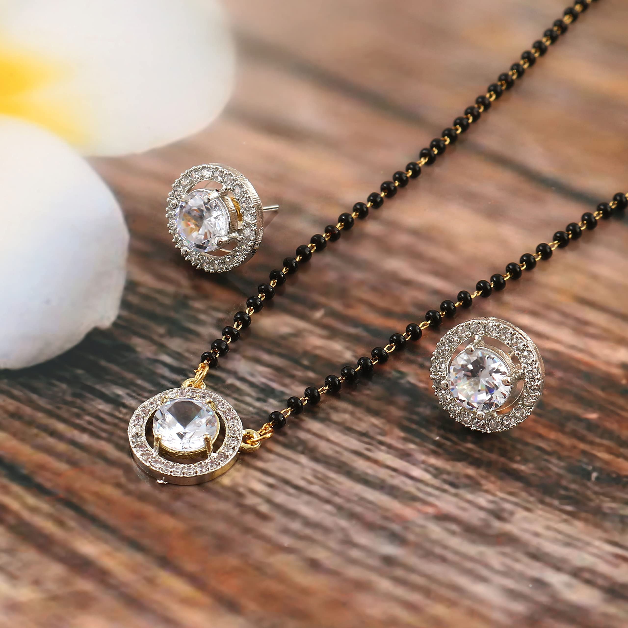 Pallavi Creation Mangalsutra with Earrings Ad Cz White Gold Plated Jewelry for Women Walmart