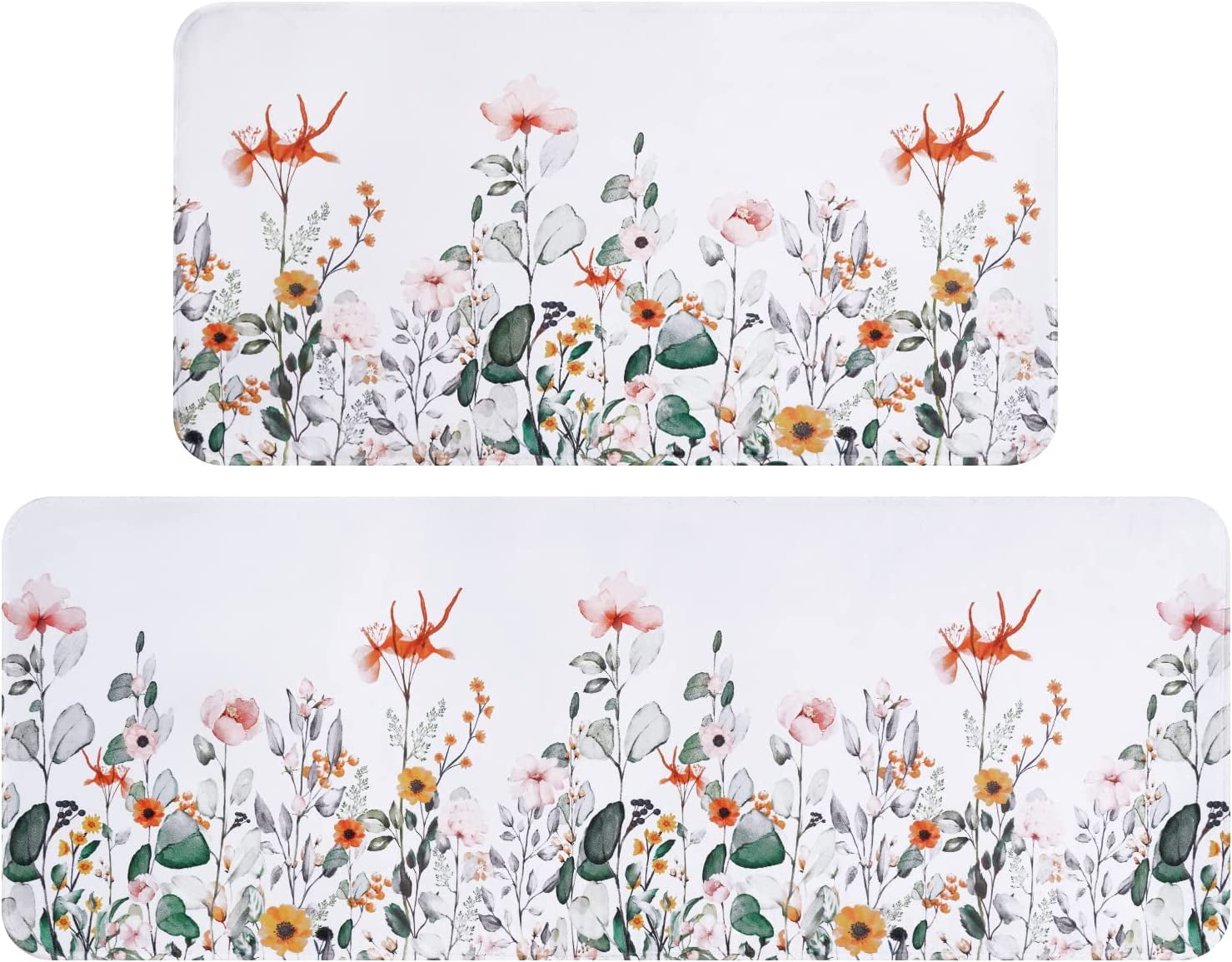 Cushioned Anti Fatigue Kitchen Mats for Floor, Spring Floral Kitchen ...