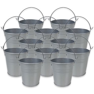 Metal Pail Bucket Party Favor, 7-Inch, Silver - Walmart.com