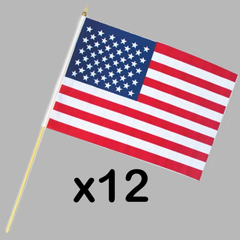 12x18 12"x18" Wholesale Lot of 12 (One Dozen) USA American Stick Flag ...