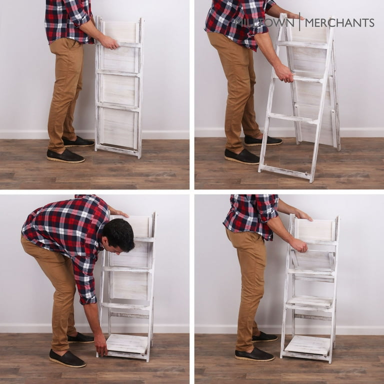 Distressed white ladder shelf store