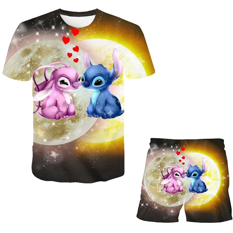 Niñas verano niño niñas Disney Stitch ropa 2 uds trajes niños ropa para ...