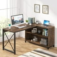 Tribesigns Reversible Industrial L-Shaped Desk with Enclosed Storage ...