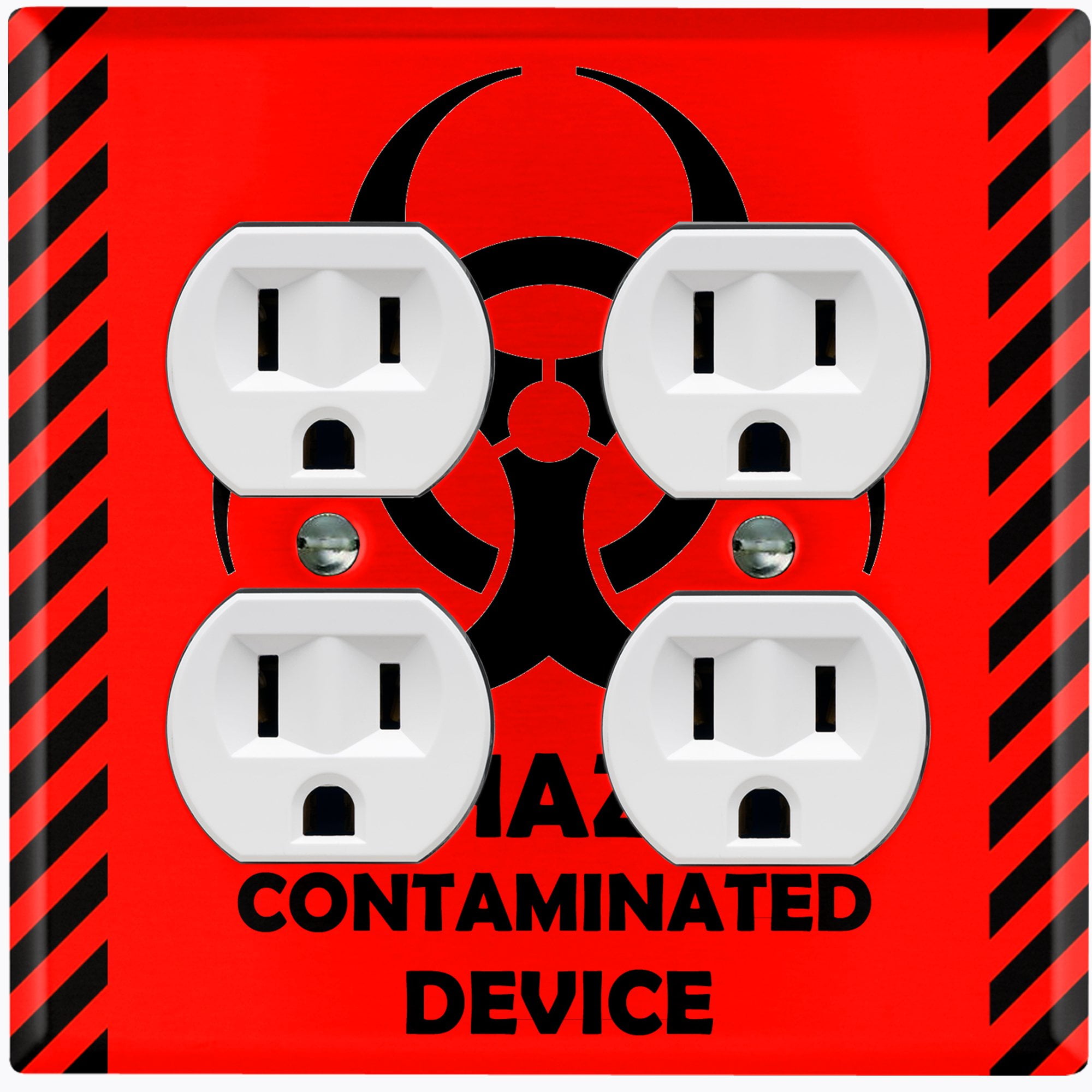 Metal Light Switch Plate Cover Red Contaminated Biohazard Sign SGN001 ...