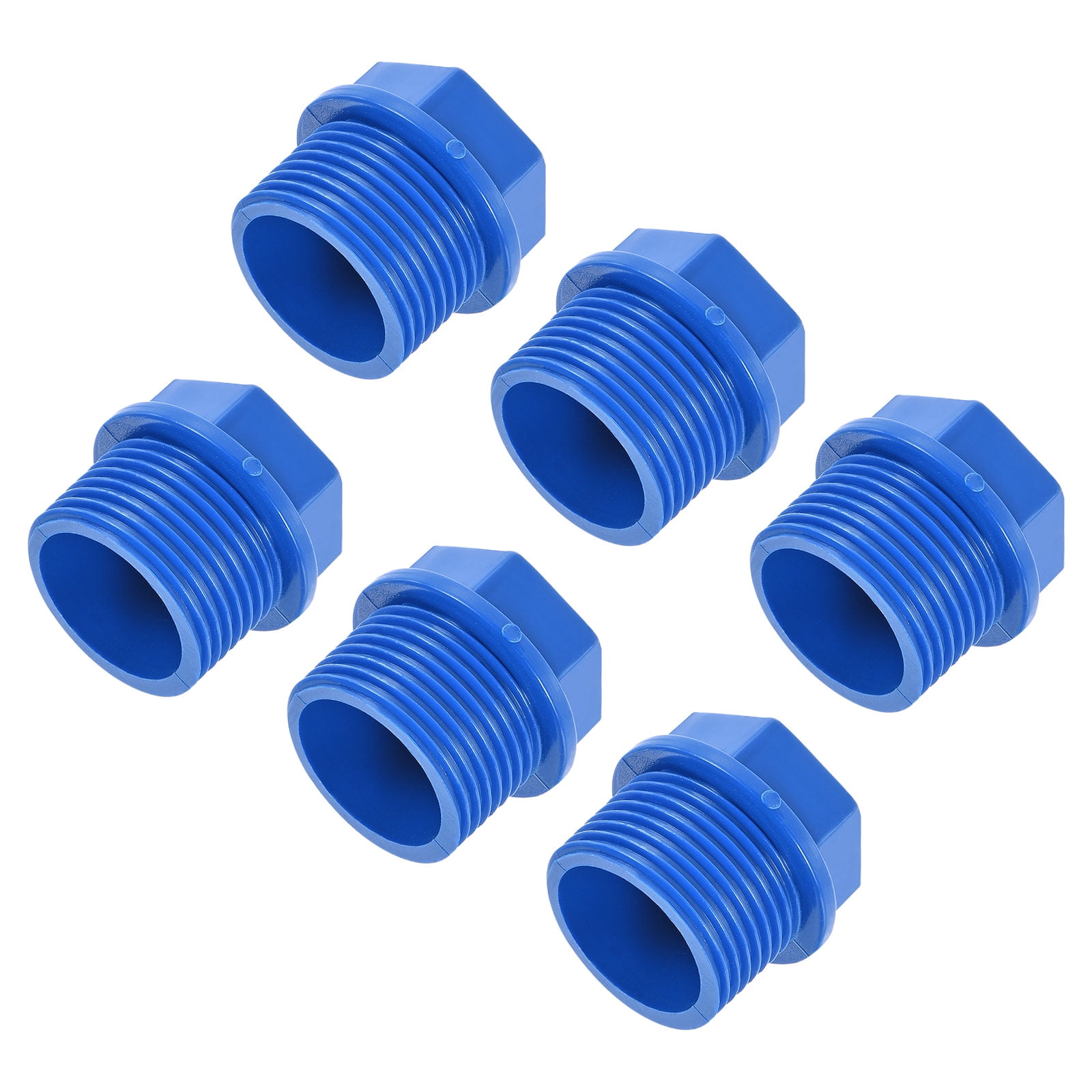 Uxcell G3/4 Male Threaded PVC Hex Head End Cap Pipe Plug Fitting Blue 6 ...