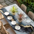 Abstract Art Marble Texture Fitted Rectangle Tablecloth 24" x 50" Black ...