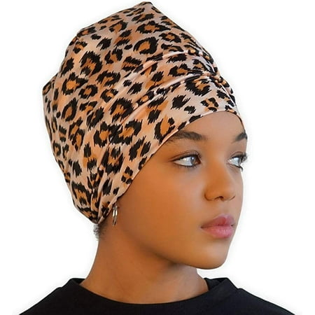 Satin Lined Sleep Cap - Silk Feel Sleeping Bonnet & Curly Hair Wrap ...
