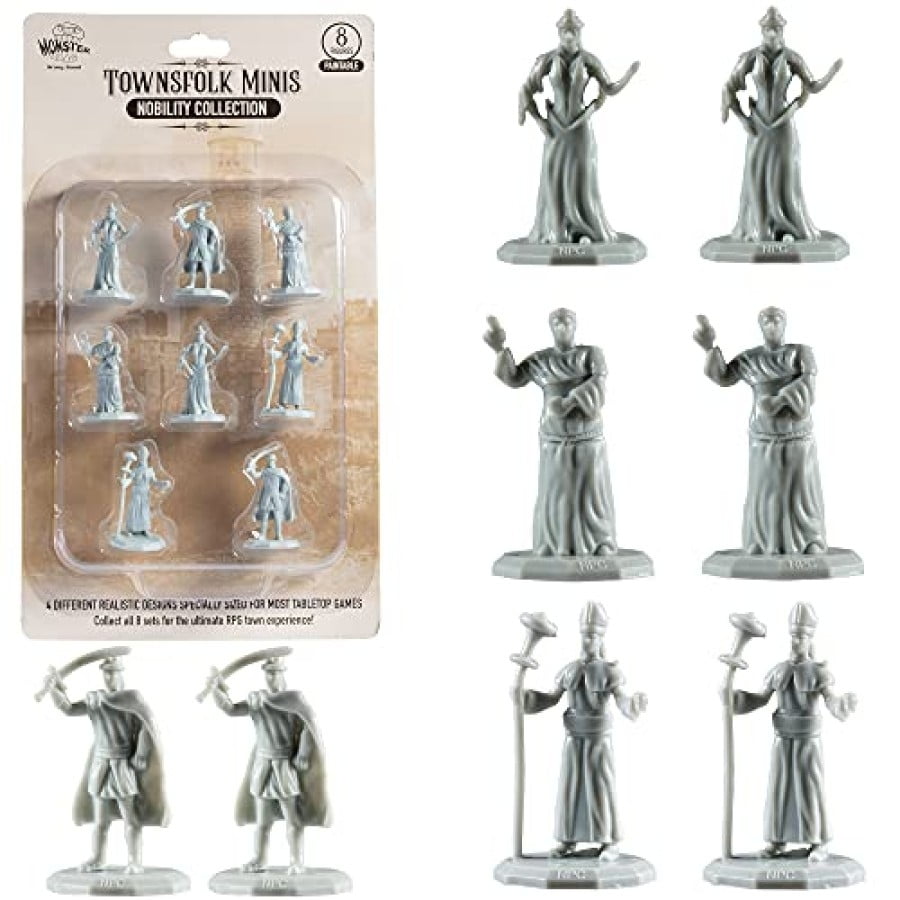 Monster Townsfolk Mini Fantasy Figures - 8pc Paintable Nobility Class ...