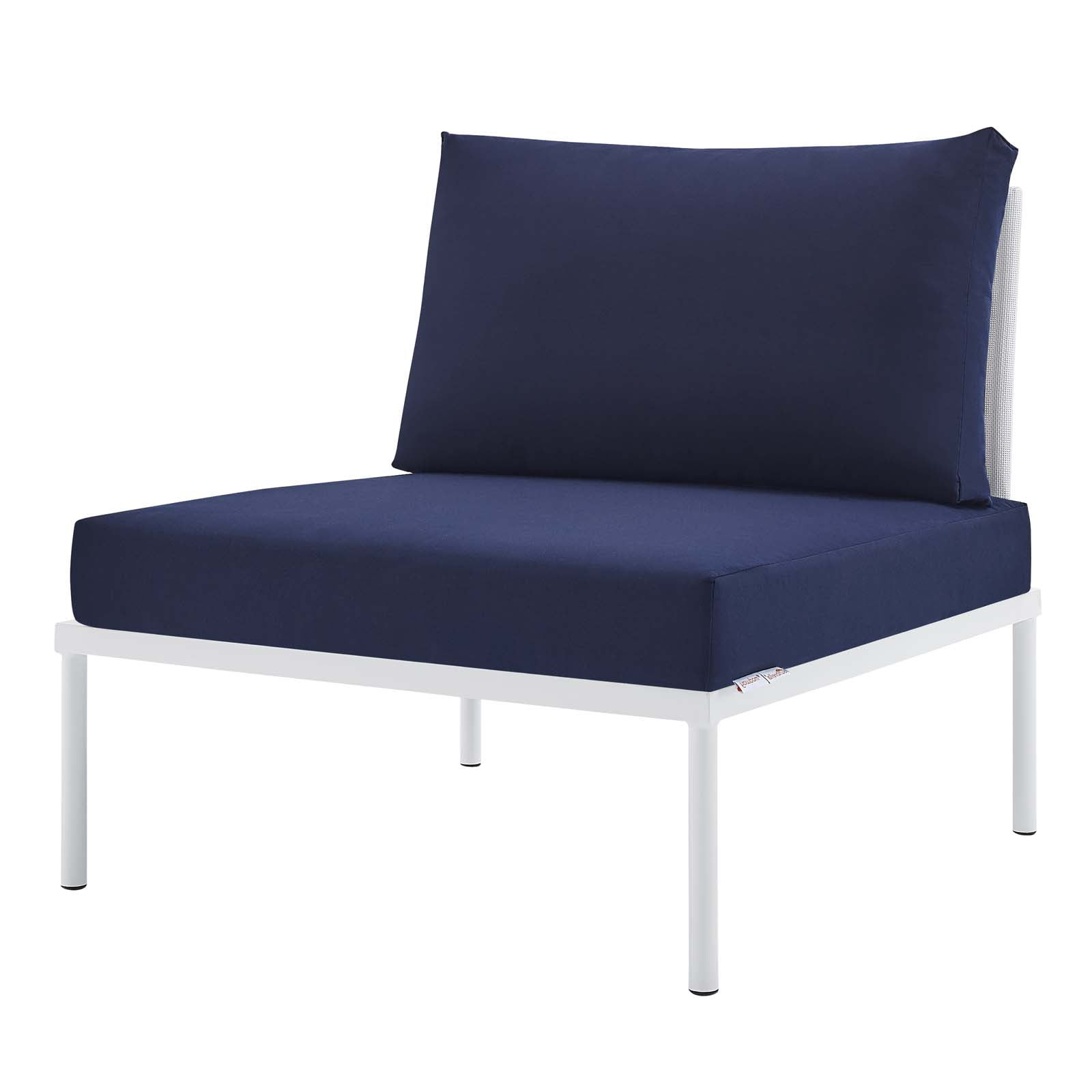 Sofa Middle Chair, Sunbrella, Aluminum, Metal, Steel, White Blue Navy ...