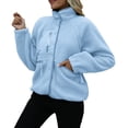 Aellinatey Fleece Coat Button Front Design Long Sleeve Fuzzy Outerwear ...