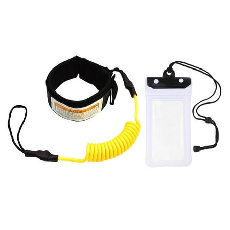 5ft Adjustable Surfing Leash Surfboard Spring Secure Tether Bag Yellow ...