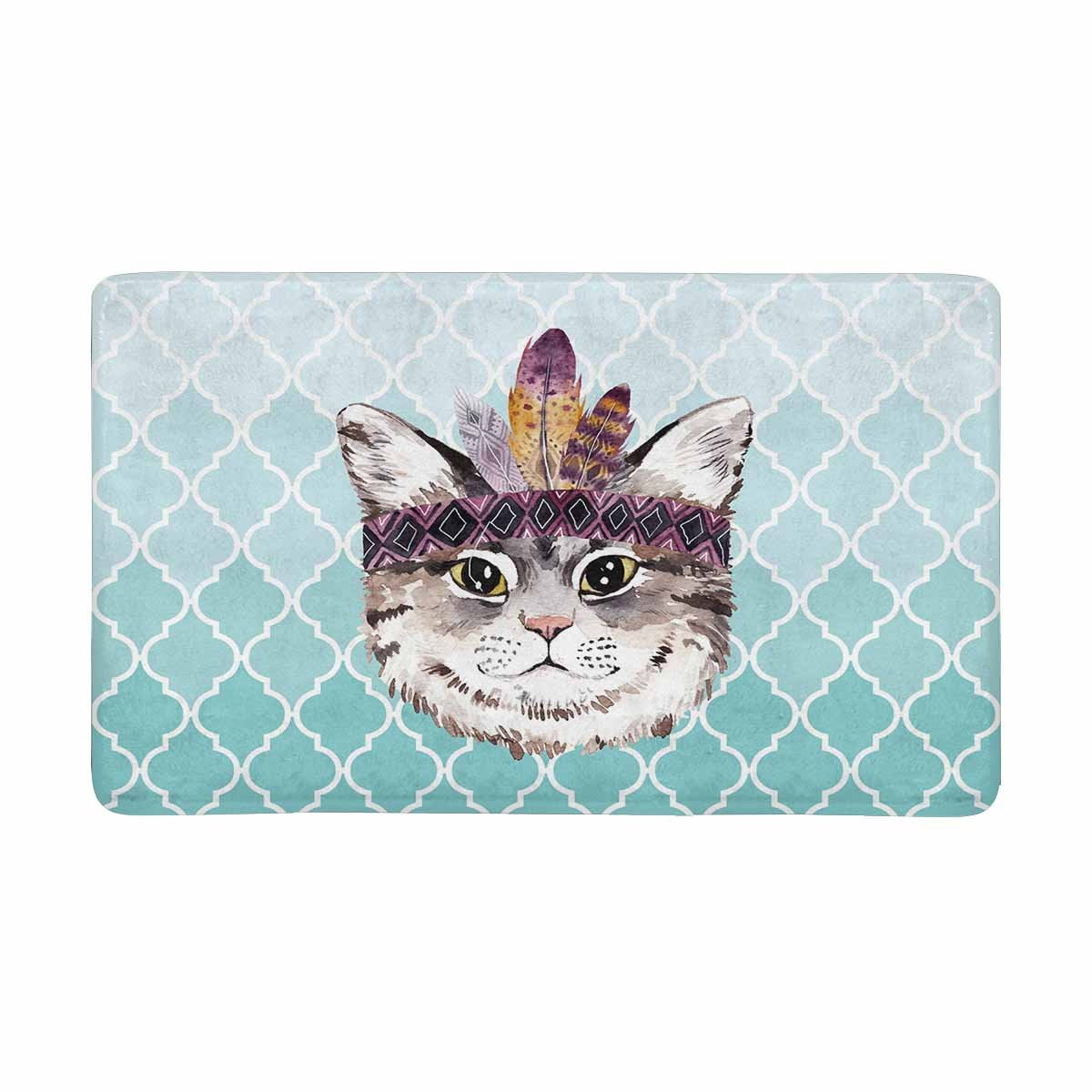 MKHERT Boho Cats with Feathers Bohemian with Aqua Teal Moroccan Tile ...