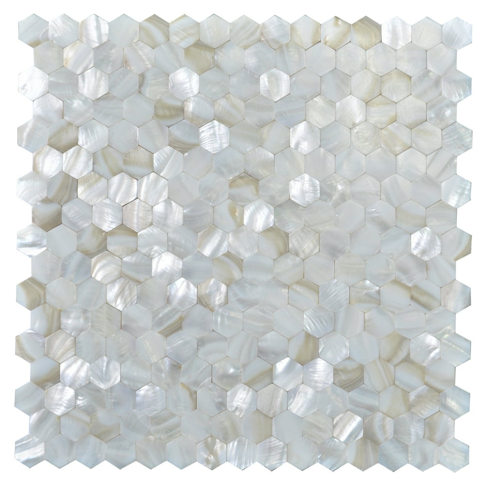 Art3d Kitchen Backsplash Tile Mother of Pearl Shell Mosaics, 12" x 12 ...