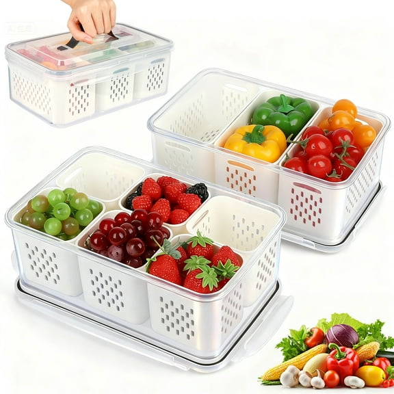 JilgTeok Fruit Containers for Fridge - Leakproof Food Storage ...