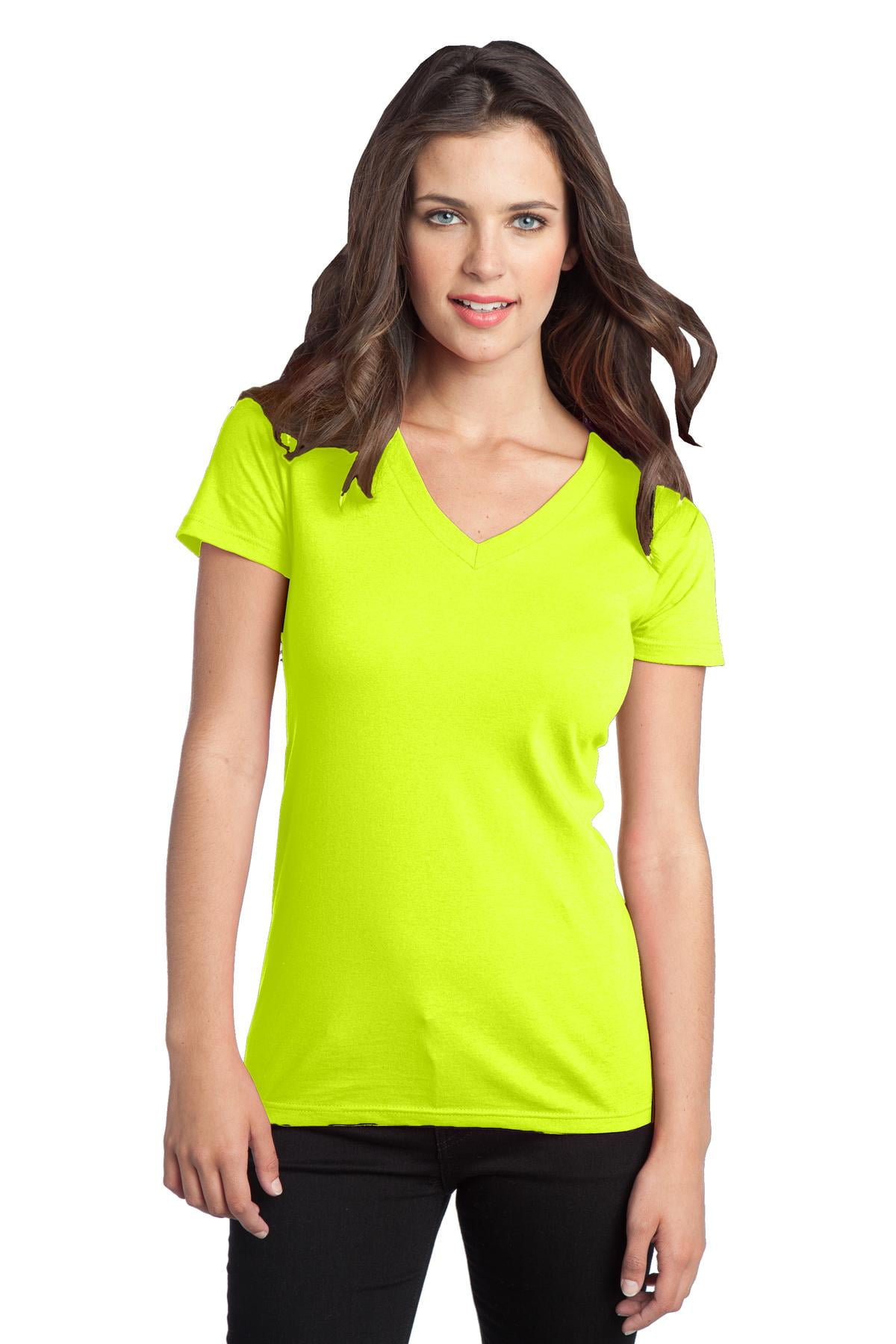 District - Juniors The Concert Tee V-Neck Dt5501 - Neon Yellow - 3XL ...