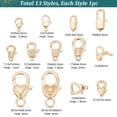 13Pcs 13 Styles Rack Plating Brass Lobster Claw Clasps Golden Mixed ...