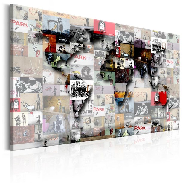 Tiptophomedecor Stretched Canvas World Map Art - Map: Banksy ...