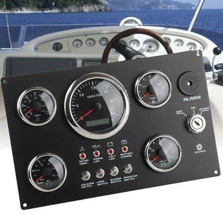 Boat Dash Instrument Panel, 5 Gauge Set Stainless Steel Boat Instrument ...