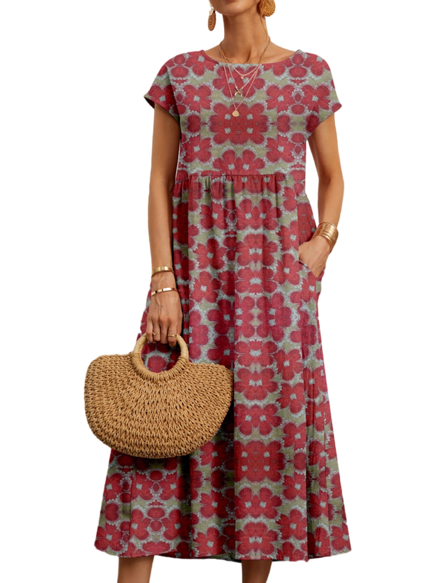 Frontwalk Womens Dresses Summer Floral Beach Sundress Ladies Short ...