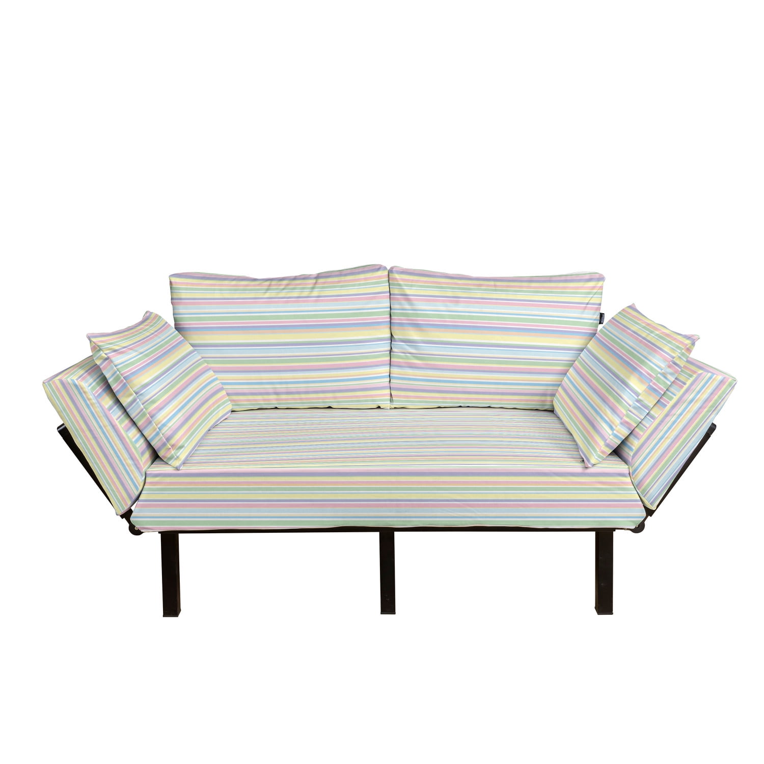 Pastel Futon Couch, Vertically Striped Pattern Different Colored ...