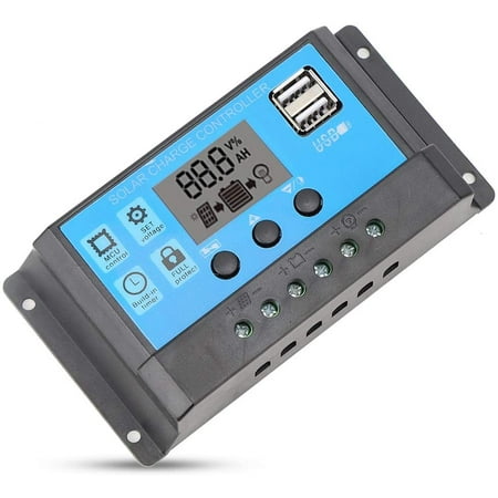 Solar Charge Controller LCD Display Dual USB Port PWM Solar Panel Battery Intelligent Regulator ...