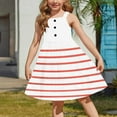 FAHXNVB Girls Sleeveless Dress Kids Crewneck Button Tiered Swing A-Line ...