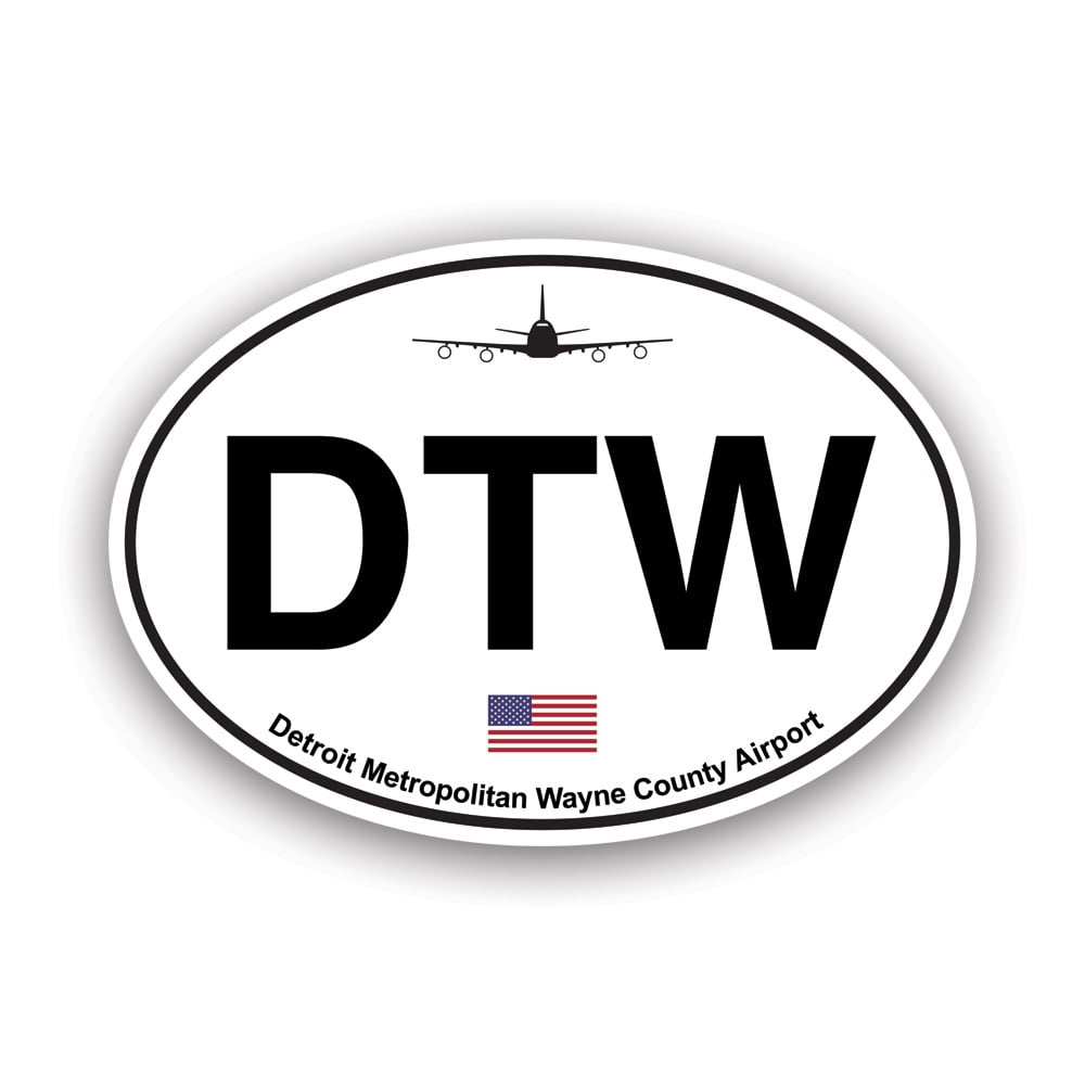Detroit Metropolitan Wayne County Airport Euro Oval Sticker Decal ...