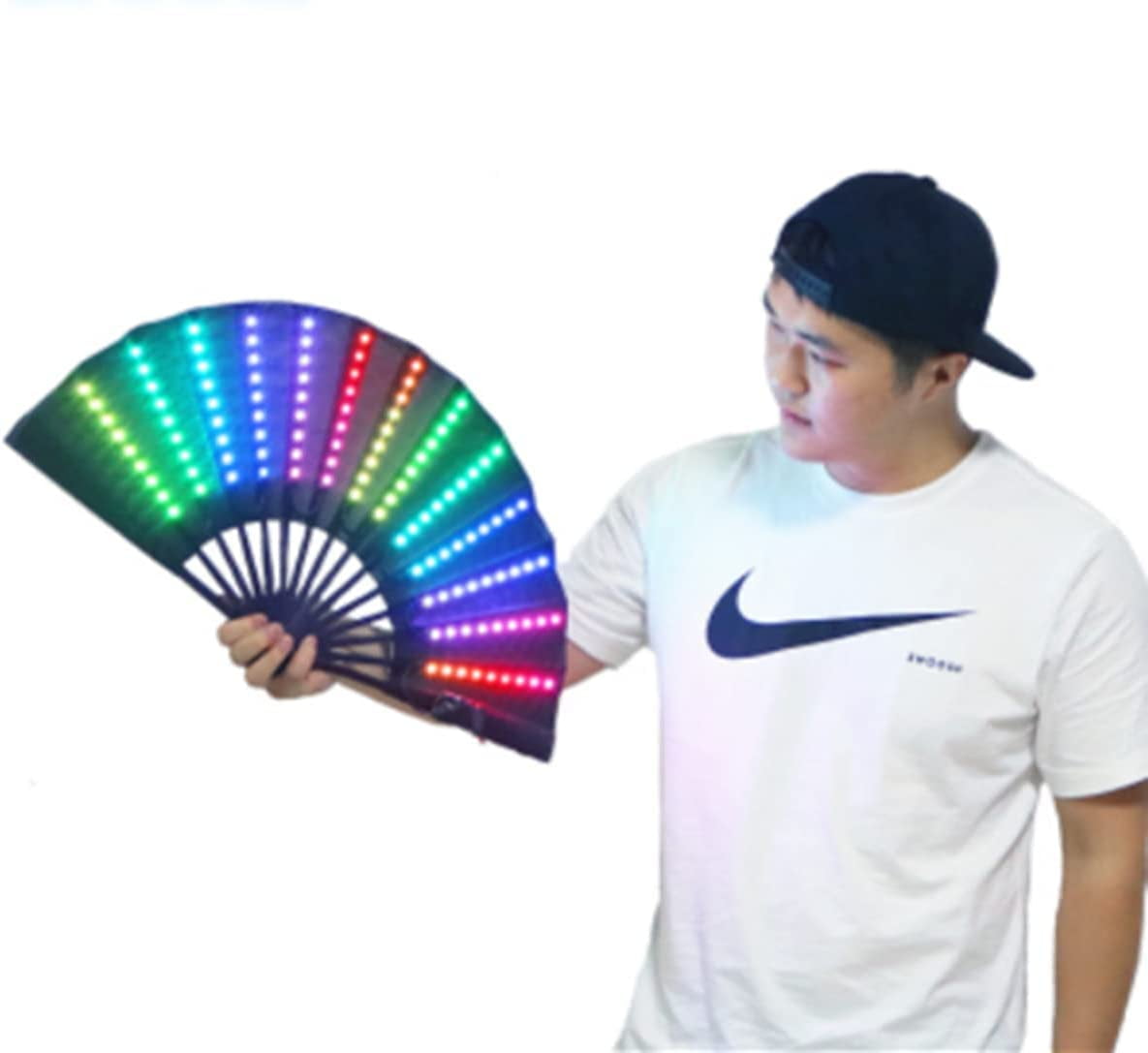 LINLIN Hand Fans Folding Fan Glow Folding LED Fan Dancing Lights Fan ...