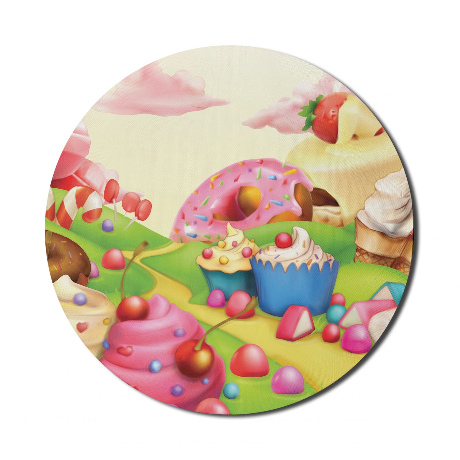 Modern Mouse Pad for Computers, Yummy Donuts Land Cupcakes Ice Cream ...