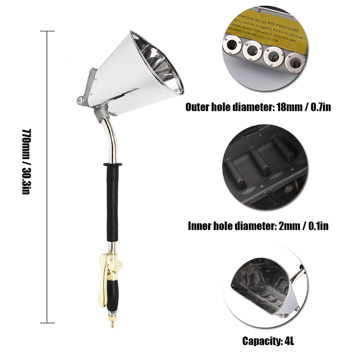 4 Jet Stucco Ceiling Plaster Sprayer Cement Mortar Spray Gun Hopper ...