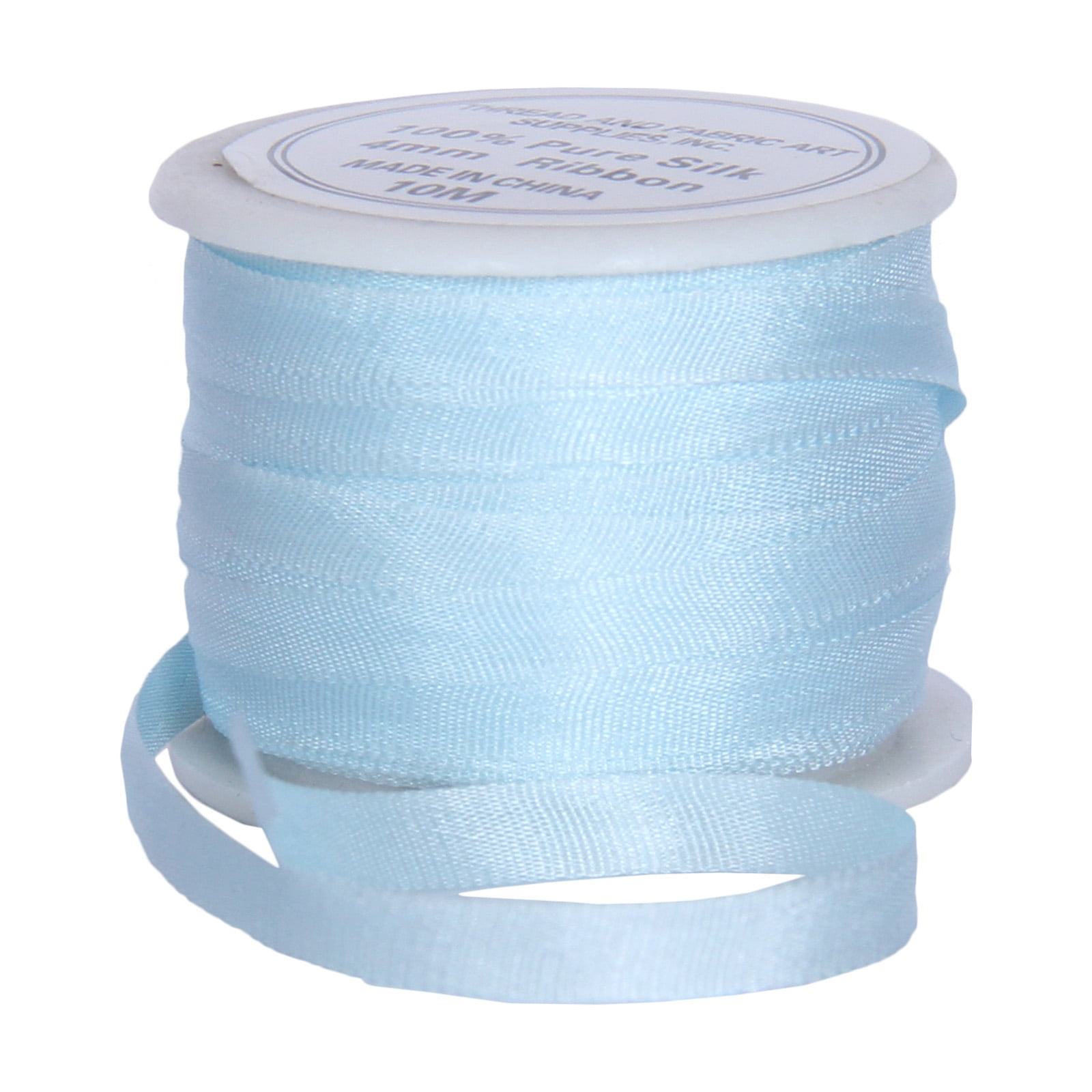 100% Pure Silk Ribbon by Threadart - 4mm Pale Blue - No. 600 - 3 Sizes ...