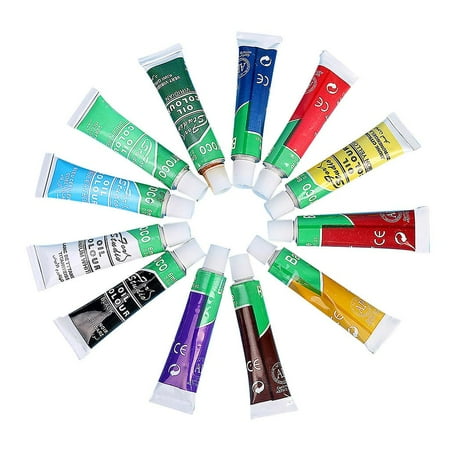 12 Colors Paint Drawing Pigment Oil Painting 6ml Tube With Brush Set ...