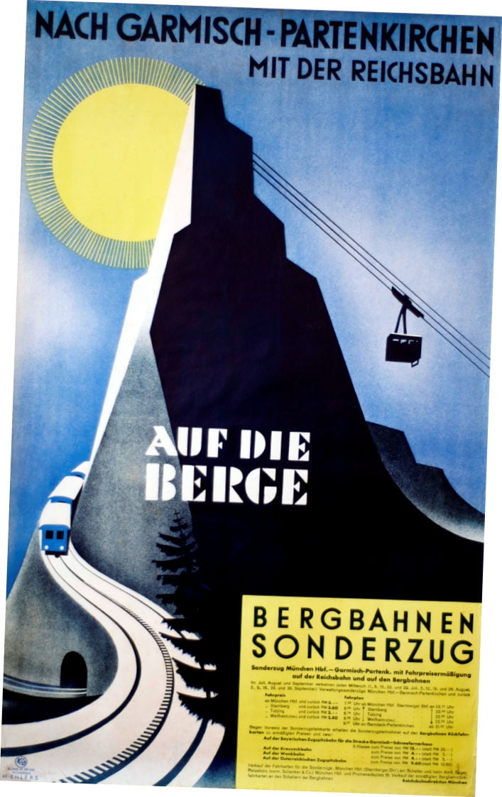 Germany Auf Die Berge German Poster 12x16 Print on Metal Sign 12in x ...