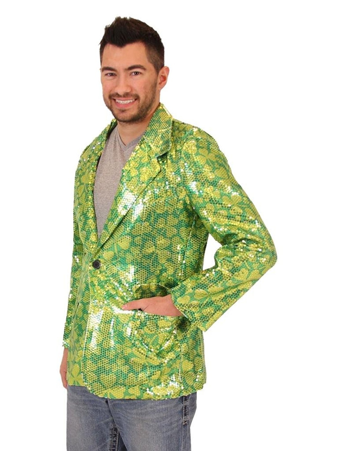 Sequin St. Patrick's Day Irish Four Leaf Clover Suit Jacket - Walmart.com