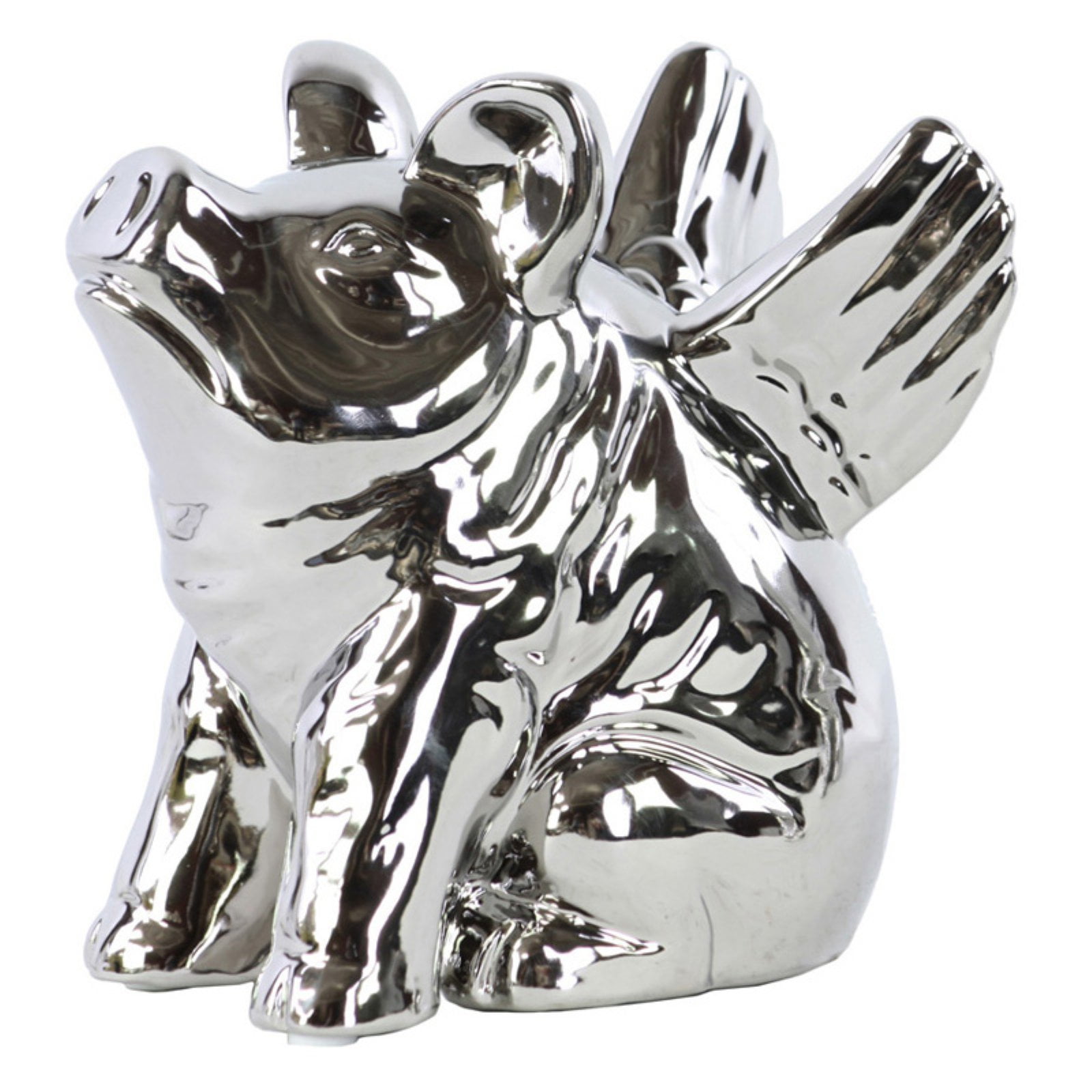 Urban Trends Collection: Ceramic Pig Figurine, Polished Chrome Finish ...