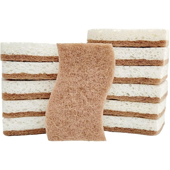 SDOTXA 16 Pack Natural Kitchen Sponges Compostable Cellulose and ...
