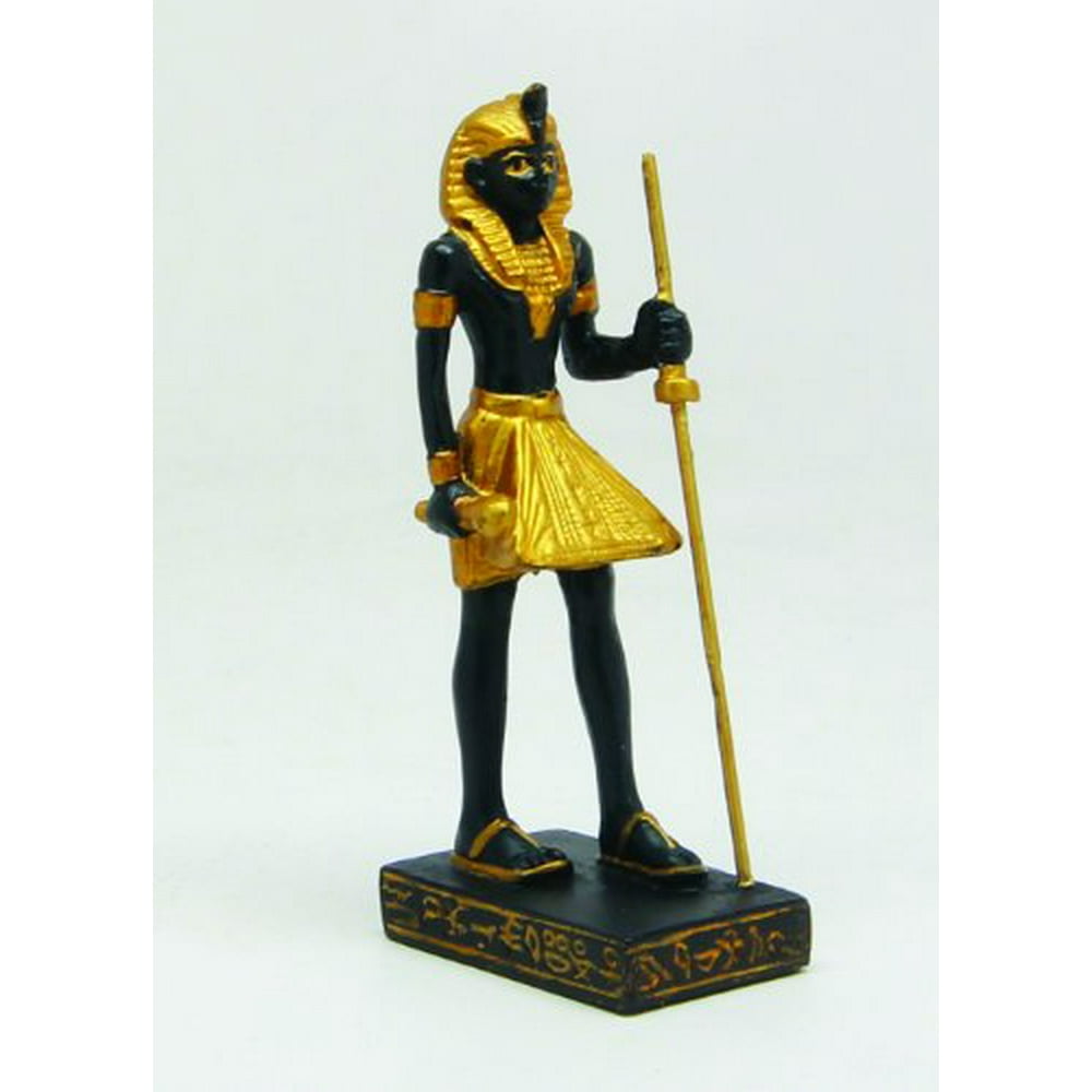 3.25 Inch Egyptian Guardian with Staff in Hand Resin Statue Figurine ...