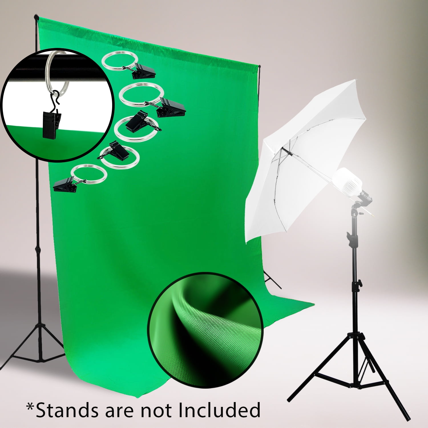 LS Photography 5 x 7 ft. Green Photo Backdrop Lighting Kit for Photo ...