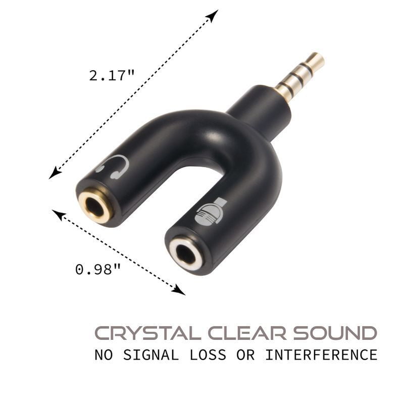 Simyoung Y Splitter Adapter 3.5mm Stereo Audio Jack Earphone Headphone ...