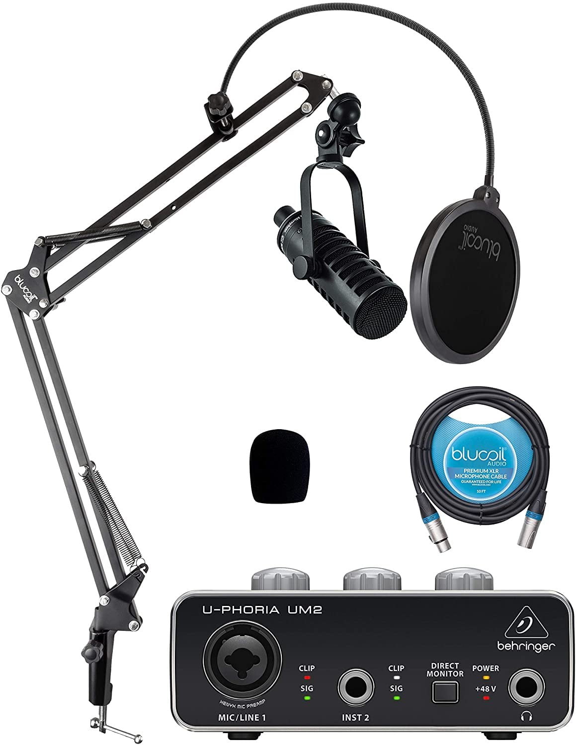 MXL BCD-1 Dynamic Mic with Behringer U-PHORIA UM2, Blucoil XLR Cable ...