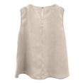 Ahabrexf Tank Tops for Women - Solid Color Loose Fit Breathable Round ...