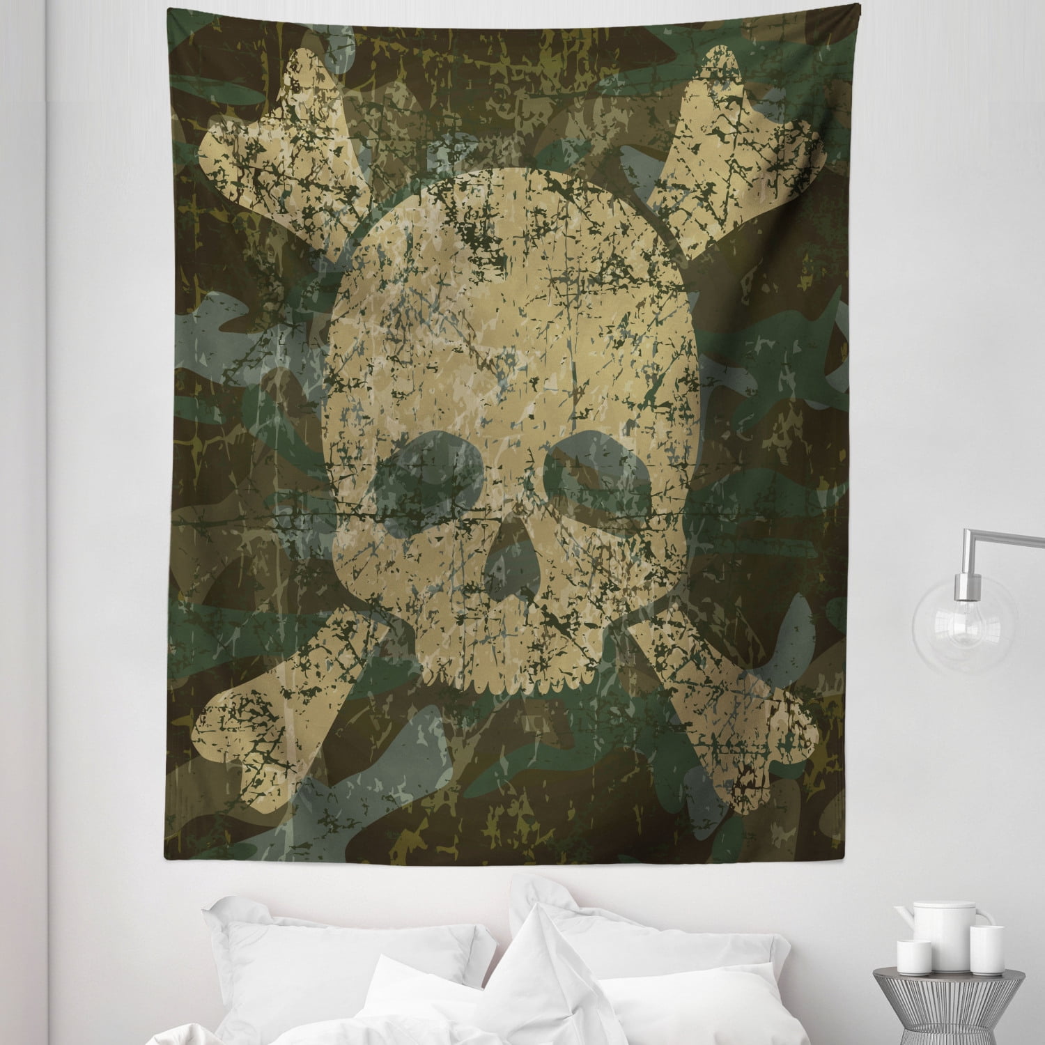 Skull Tapestry, Abstract Texture Skull and Crossbones Pattern Aged ...