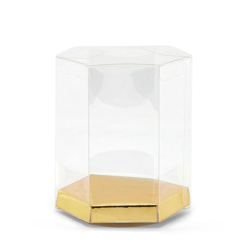 Hexagonal PVC Box with Gold Bottom | Quantity: 50 | Width: 2 1/4" by ...