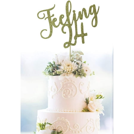 Starsgarden Gold Glitter Feeling 24 Cake Topper HTOOQ Happy 24th ...